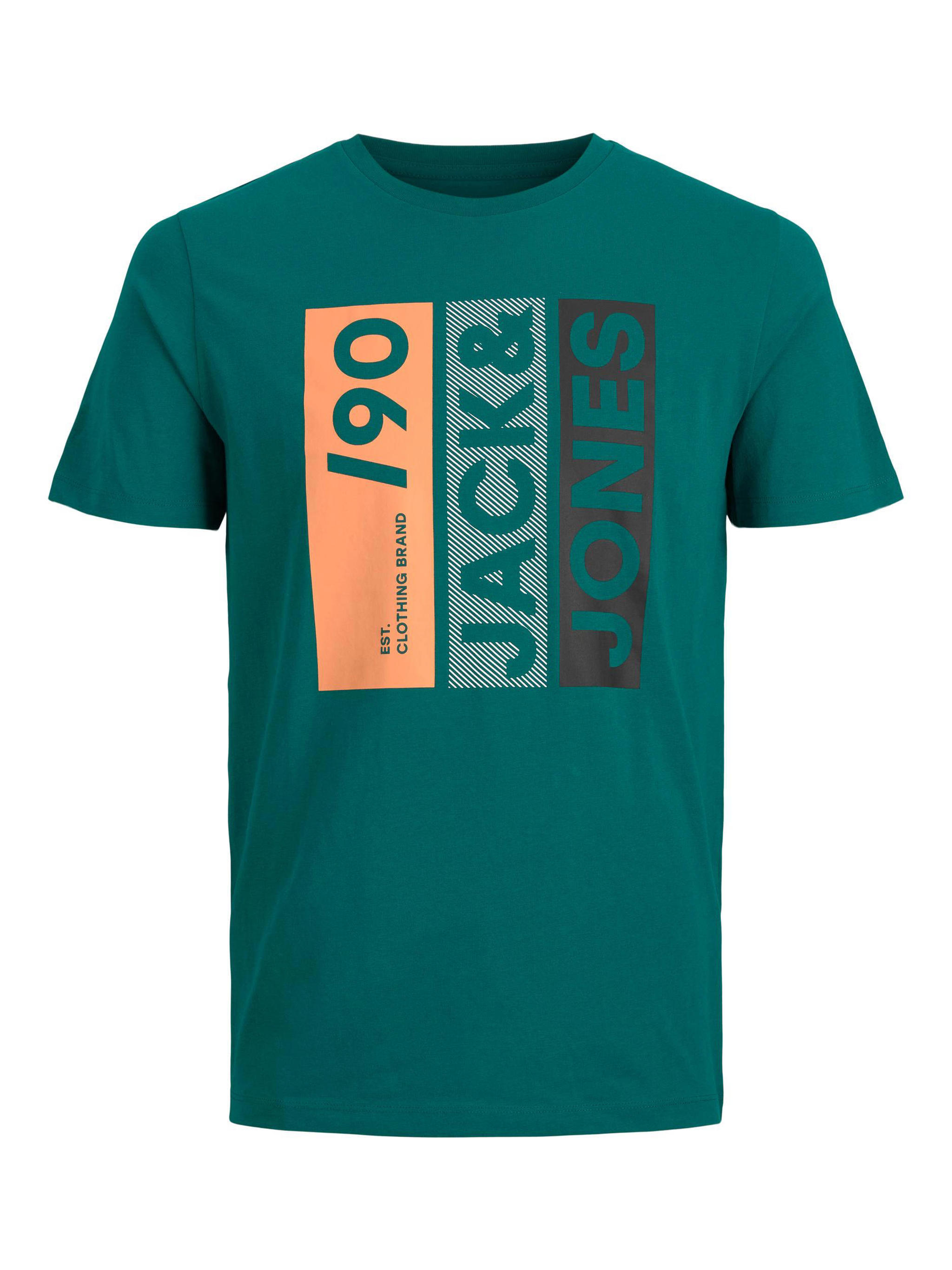 JACK & JONES regular fit T-shirt JJJIO met printopdruk groen | wehkamp