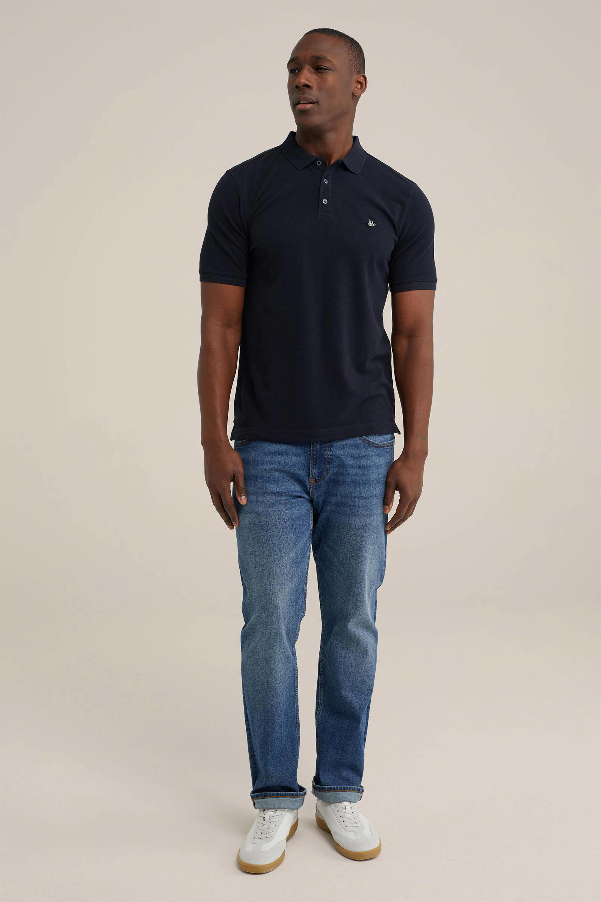 WE Fashion slim polo donkerblauw | wehkamp