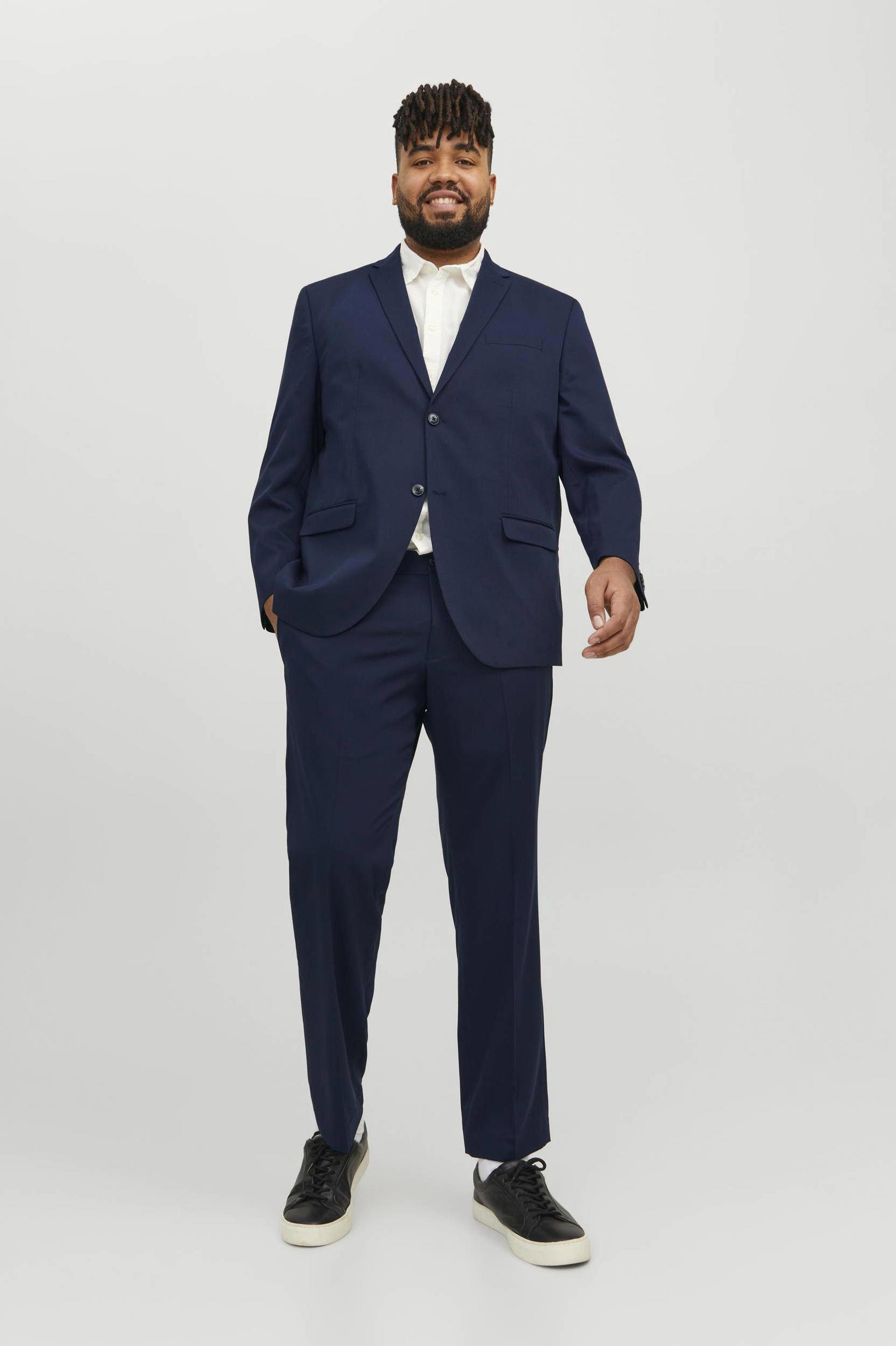 JACK & JONES PLUS SIZE slim kostuum JPRFRANCO donkerblauw | wehkamp