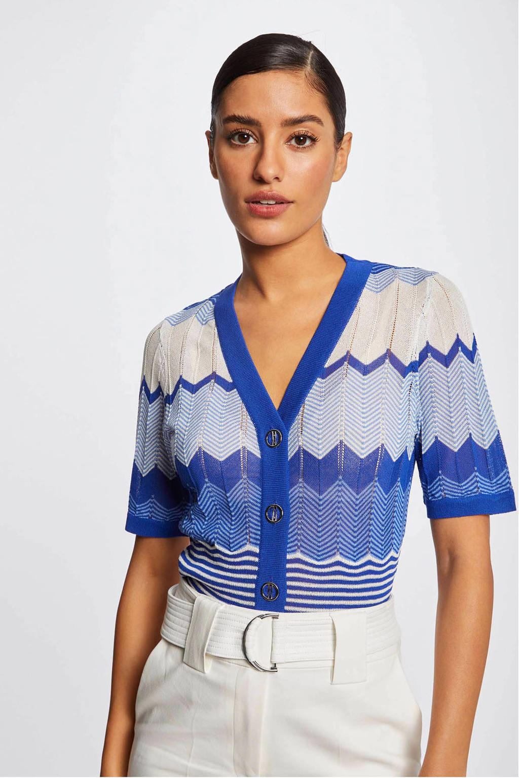 Morgan Fijngebreide Top Met All Over Print Blauw Ecru Wehkamp