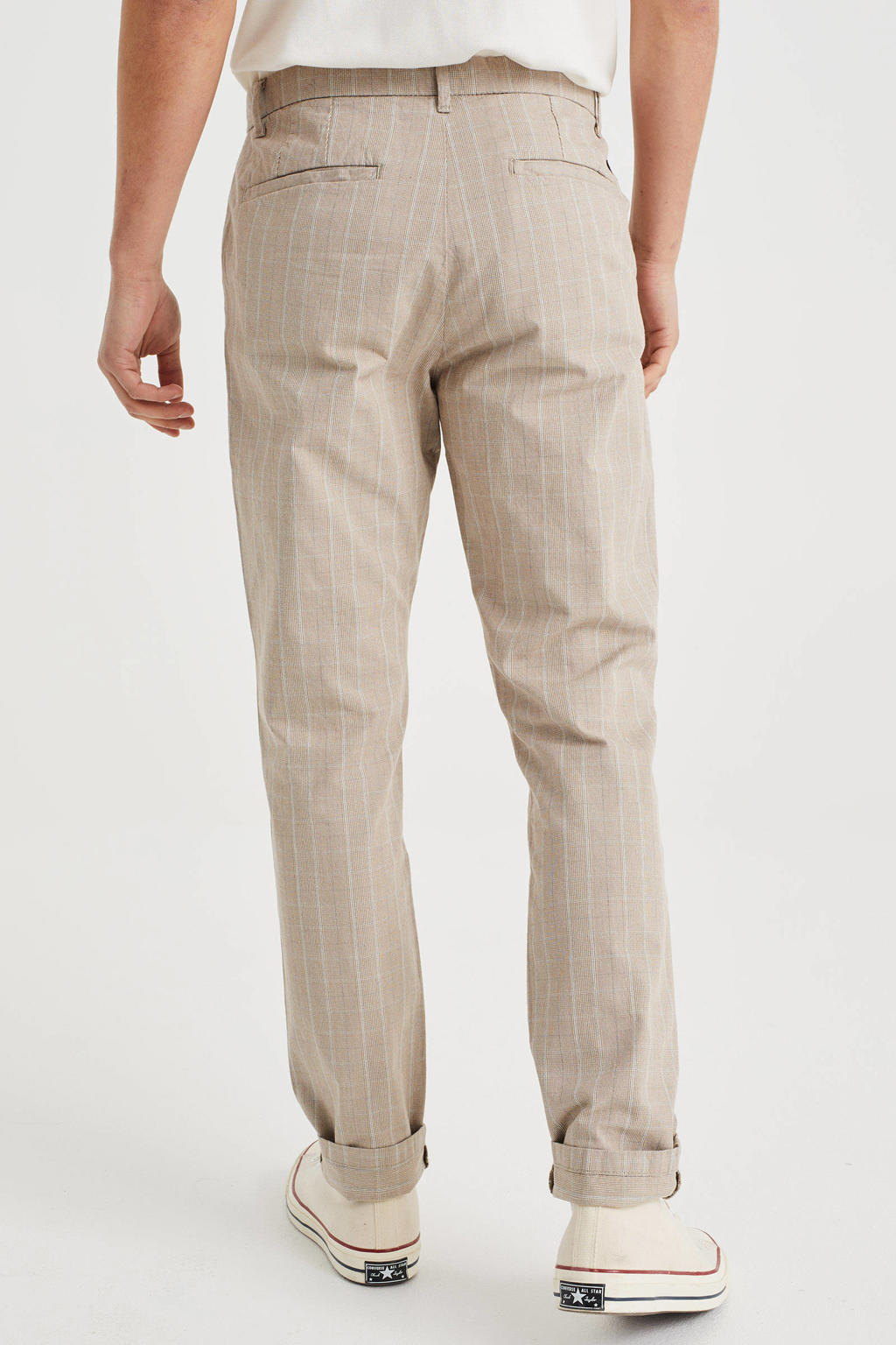 WE Fashion gestreepte slim fit broek faded teak | wehkamp