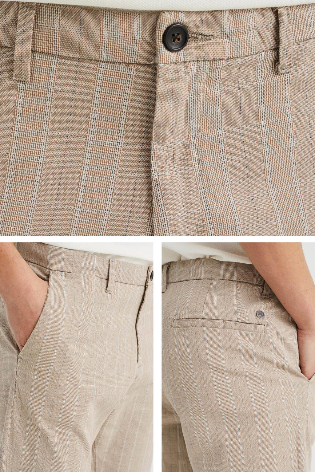 WE Fashion gestreepte slim fit broek faded teak | wehkamp