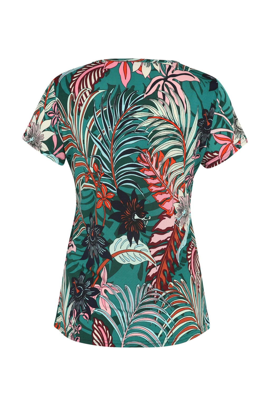 Cassis T-shirt met bladprint groen/rood | wehkamp