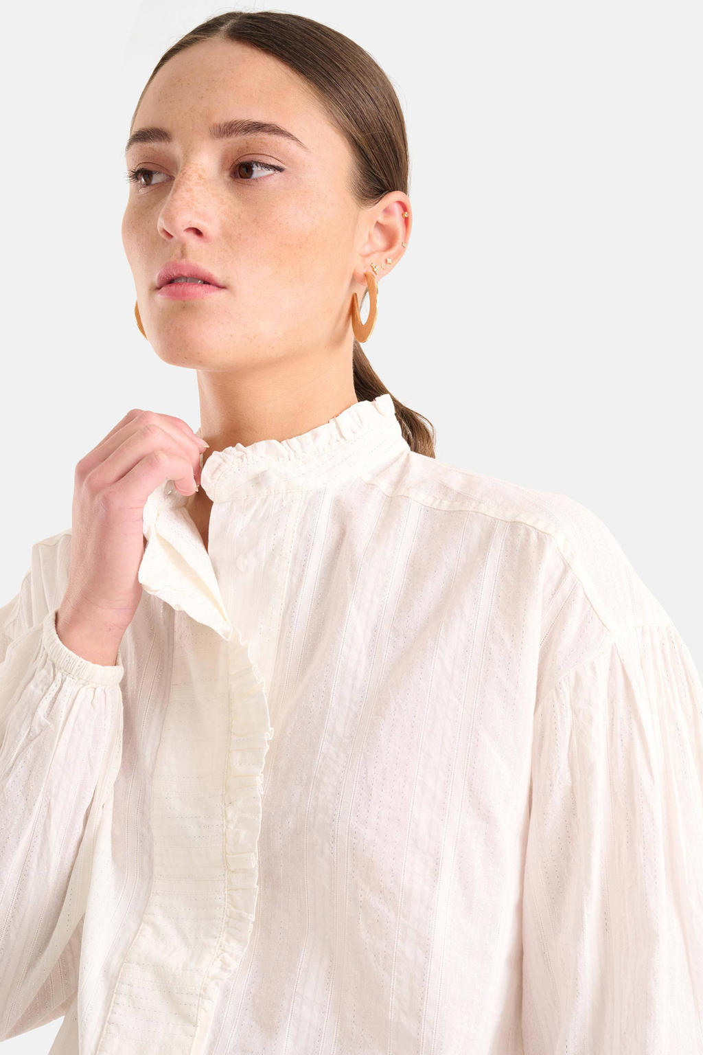 Shoeby gestreepte blouse ecru | wehkamp