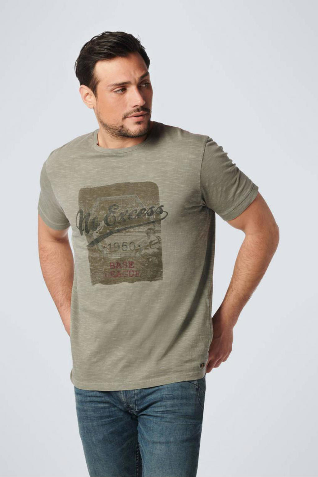 No Excess T-shirt met printopdruk light army | wehkamp
