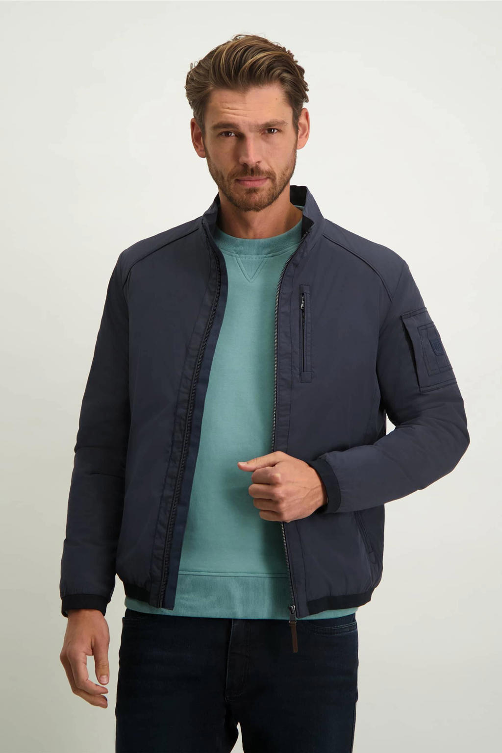 State of Art gewatteerde zomerjas donkerblauw uni | wehkamp