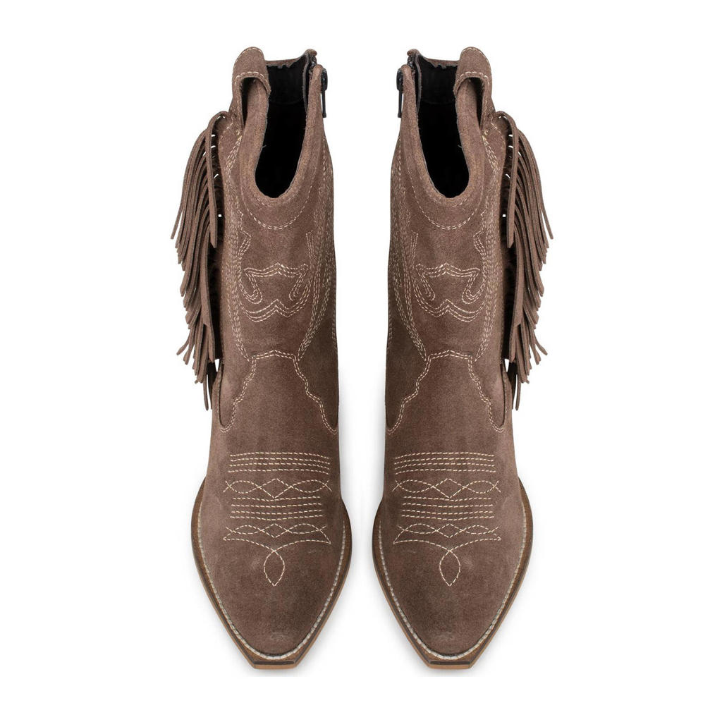 PS Poelman MOCO suède cowboylaarzen met franjes bruin | wehkamp