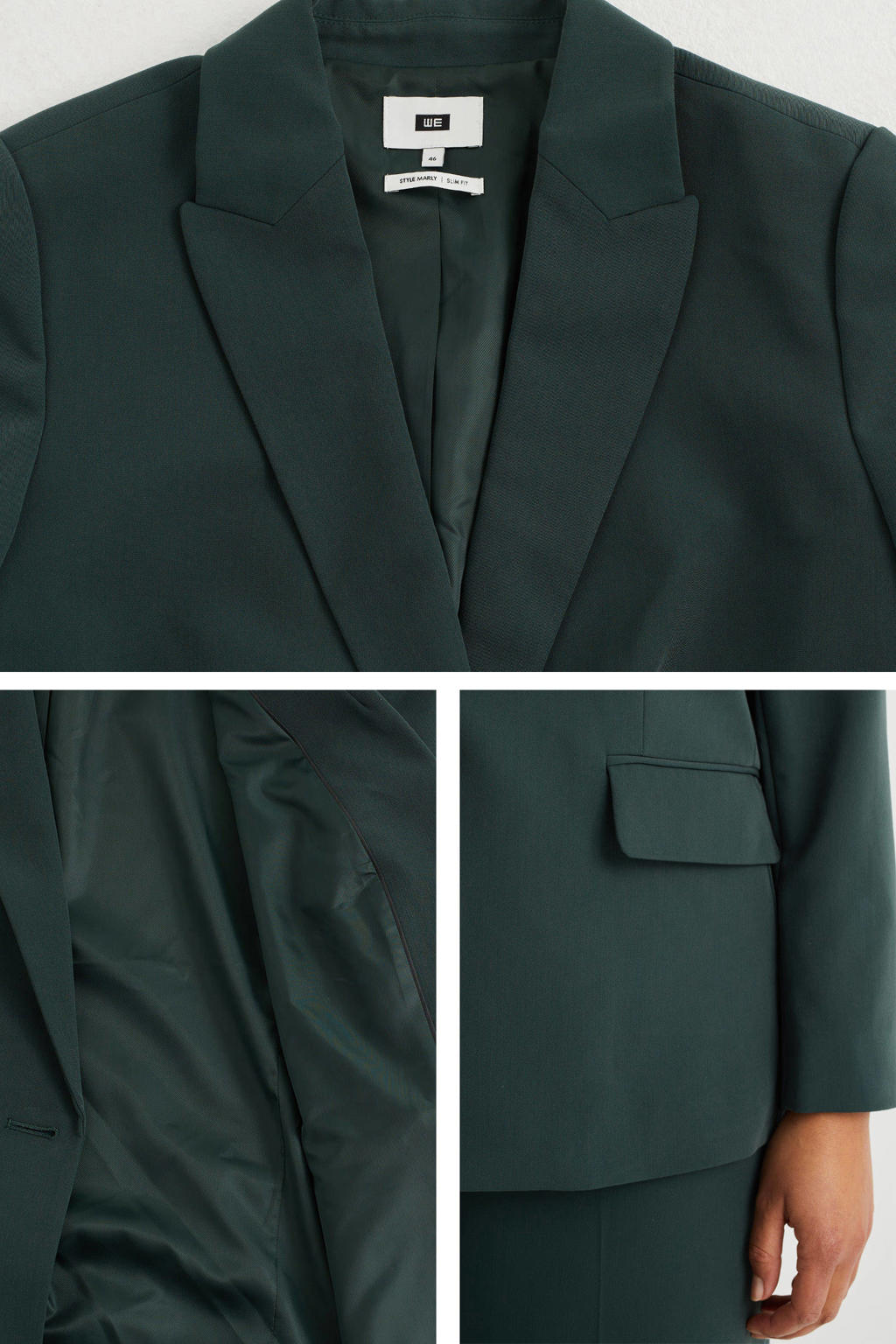 WE Fashion Curve aansluitende blazer donkergroen | wehkamp