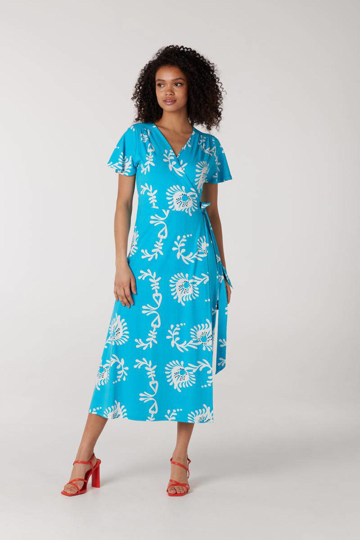 JANSEN Amsterdam jurk Fabian met all over print blauw/wit | wehkamp