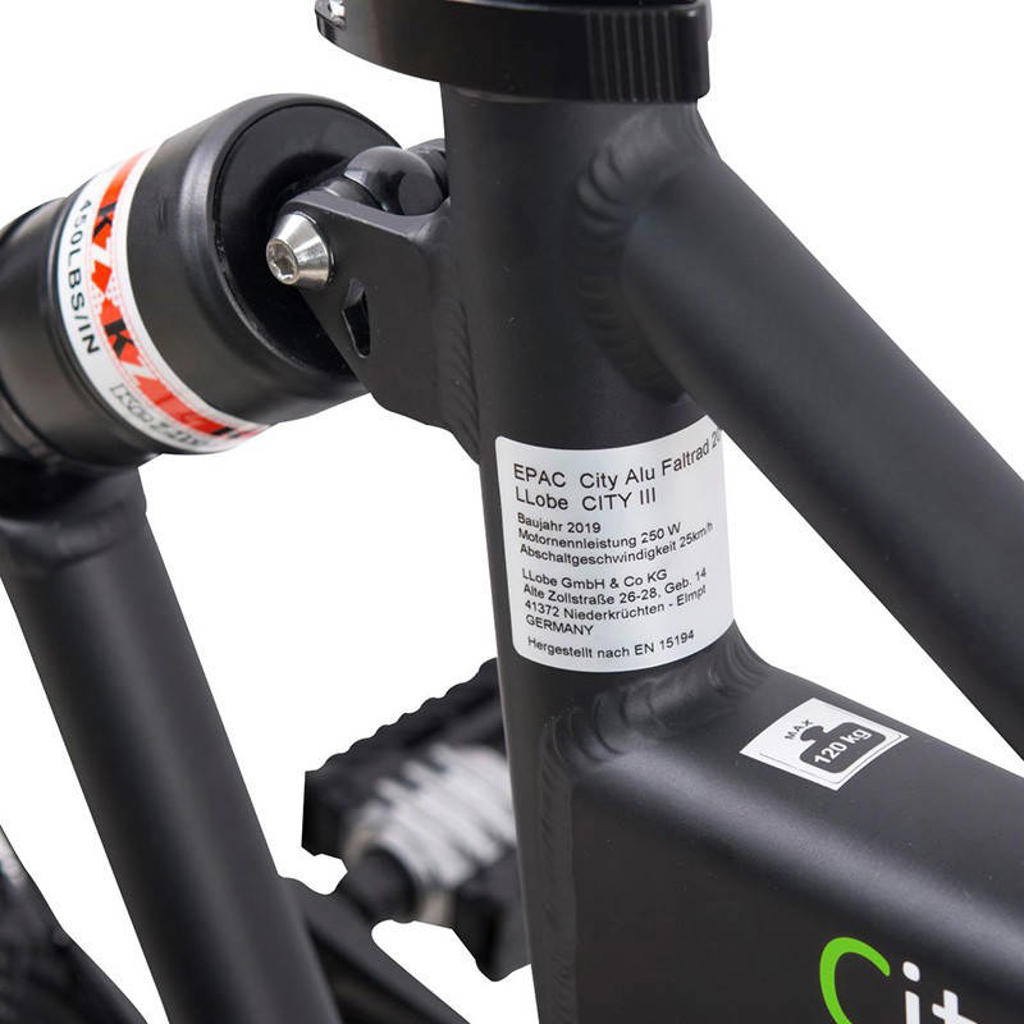 Llobe City III, 20 inch elektrische vouwfiets, 20 inch, 7 sp, 21kg, 10,4 Ah, zwart | wehkamp