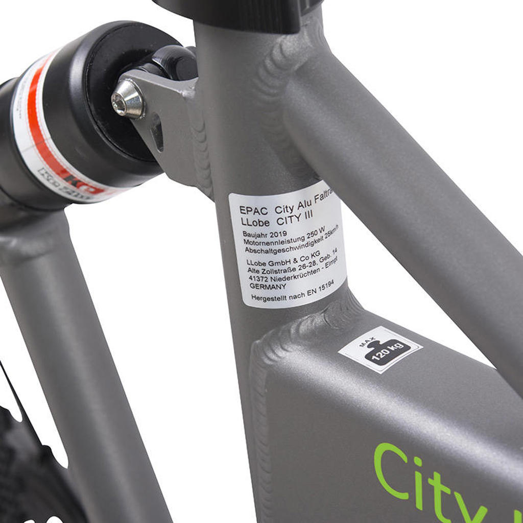 Llobe City III, 20 inch elektrische vouwfiets, 20 inch, 7 sp, 21kg, 10,4 Ah, grijs | wehkamp