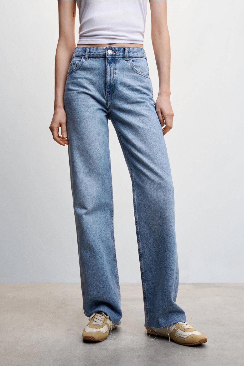 Mango wide leg jeans light blue denim | wehkamp