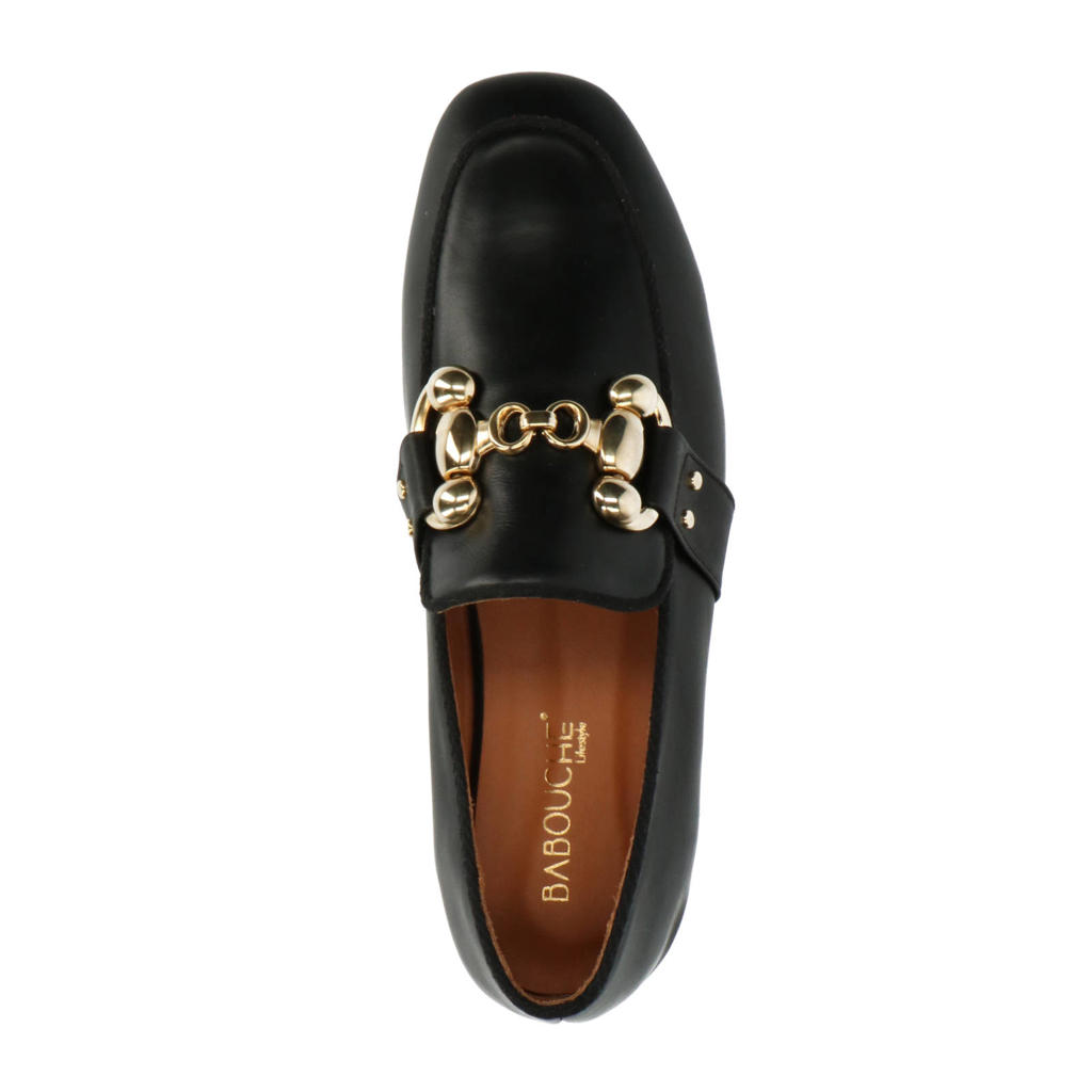 Babouche leren loafers met gesp zwart | wehkamp