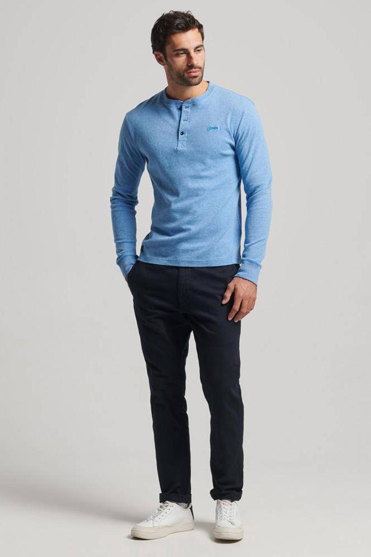 Superdry gemêleerd regular fit T-shirt fresh blue grit | wehkamp