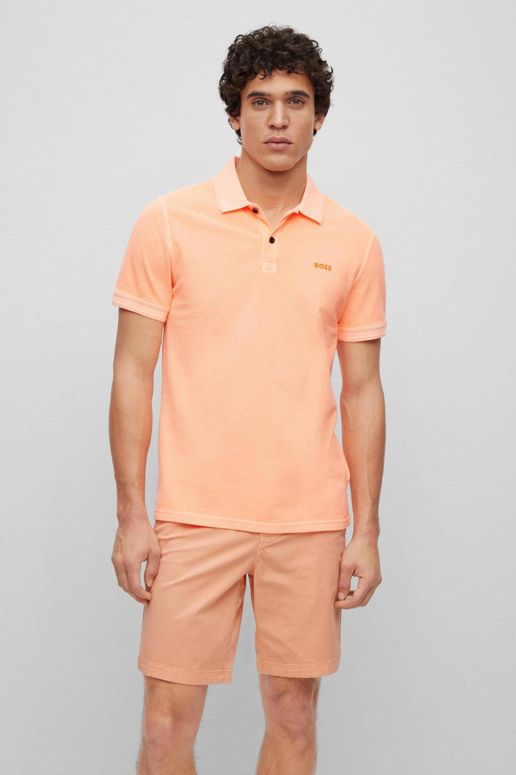 BOSS slim fit polo Prime bright orange | wehkamp