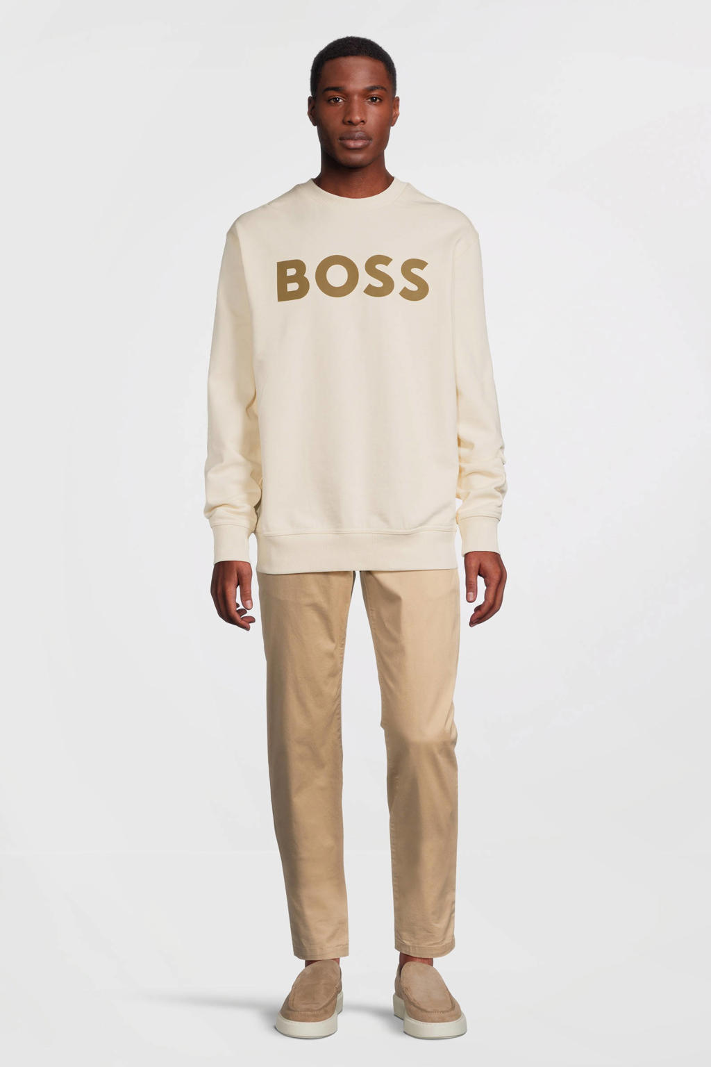 BOSS sweater met logo light beige | wehkamp