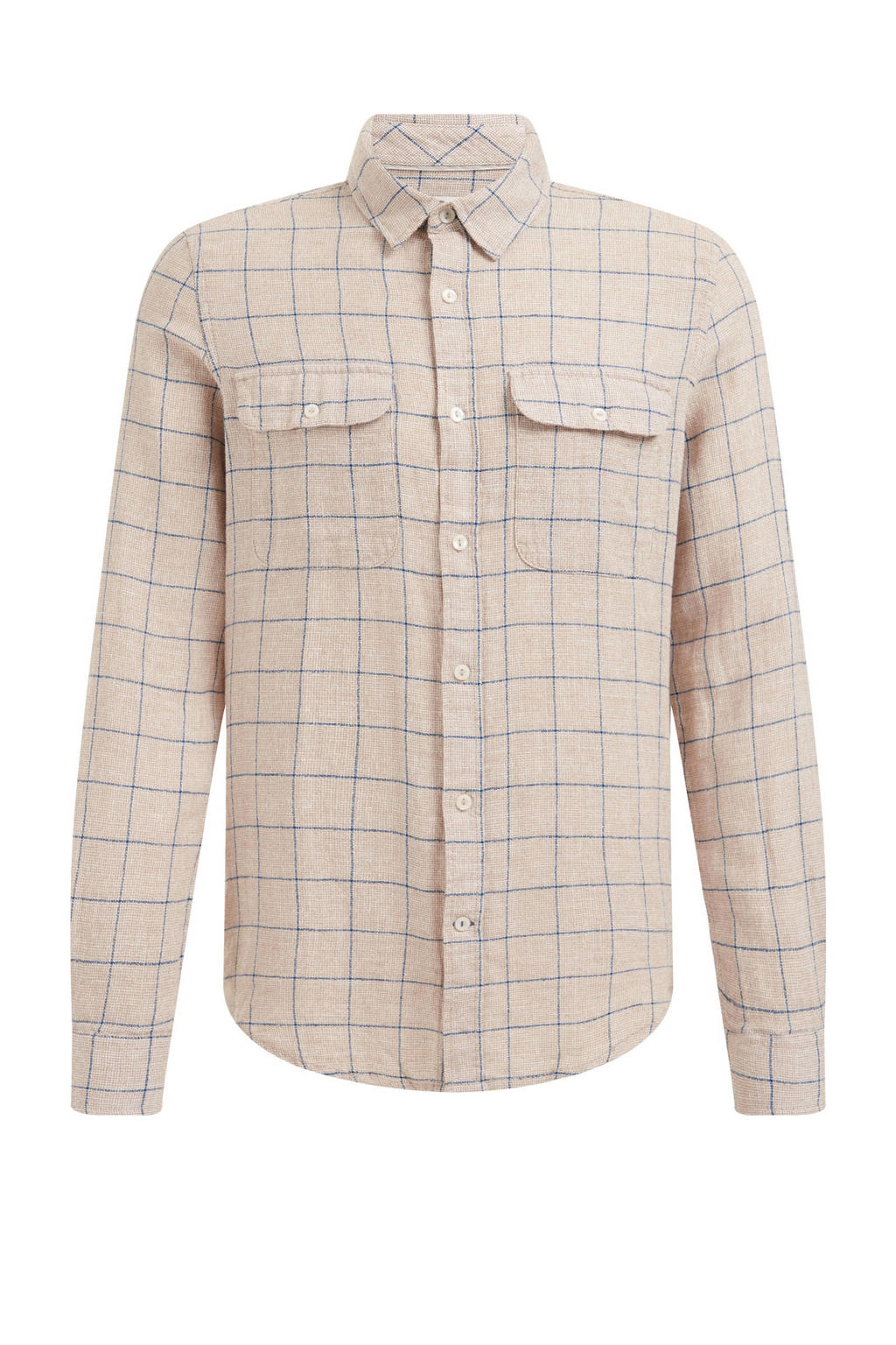 WE Fashion geruit regular fit overshirt met linnen faded teak | wehkamp