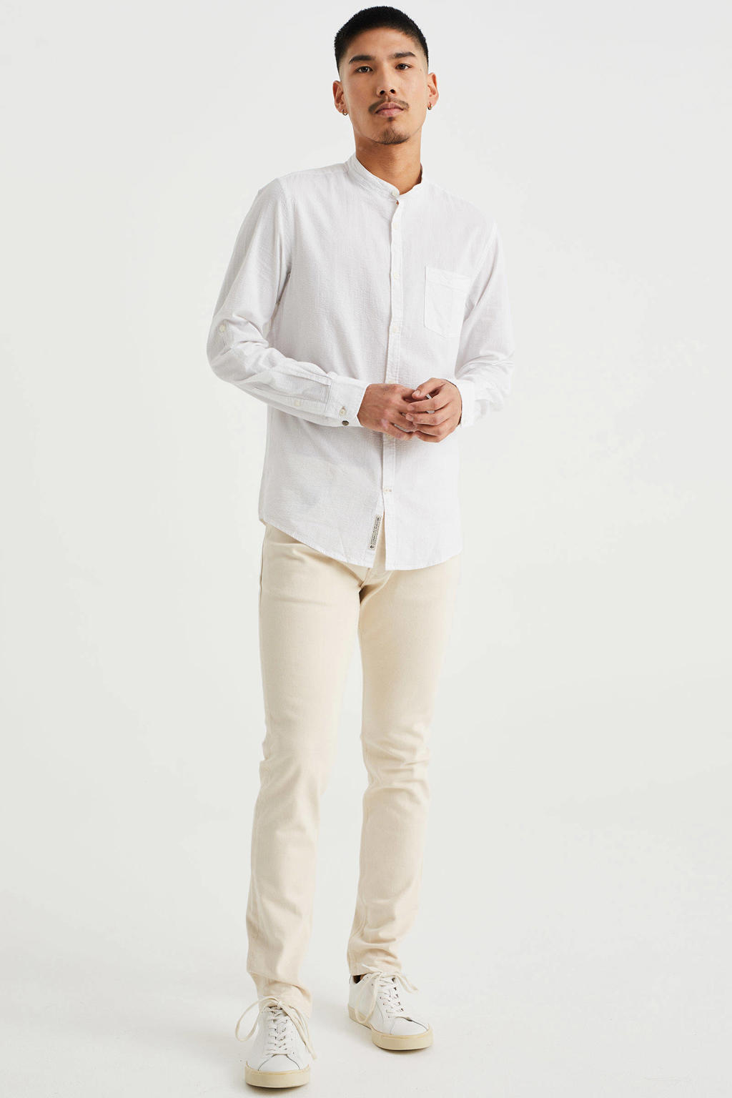 WE Fashion gestreept slim fit overhemd white uni | wehkamp
