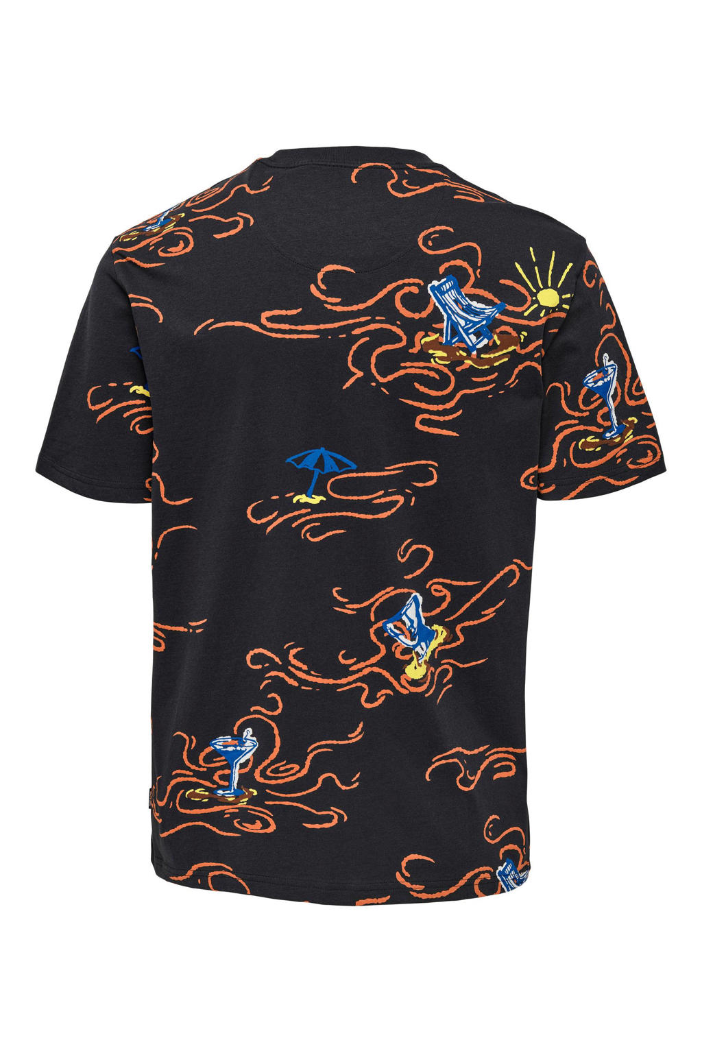 ONLY & SONS regular fit T-shirt ONSPEDRO met all over print dark navy ...