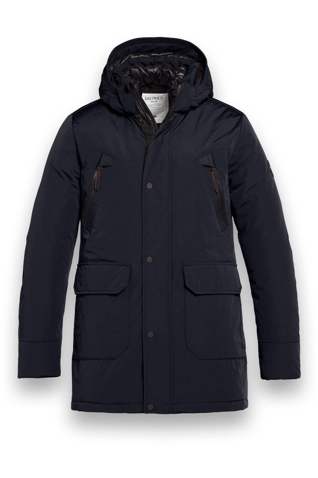 District gewatteerde winterjas met logo ink blue | wehkamp