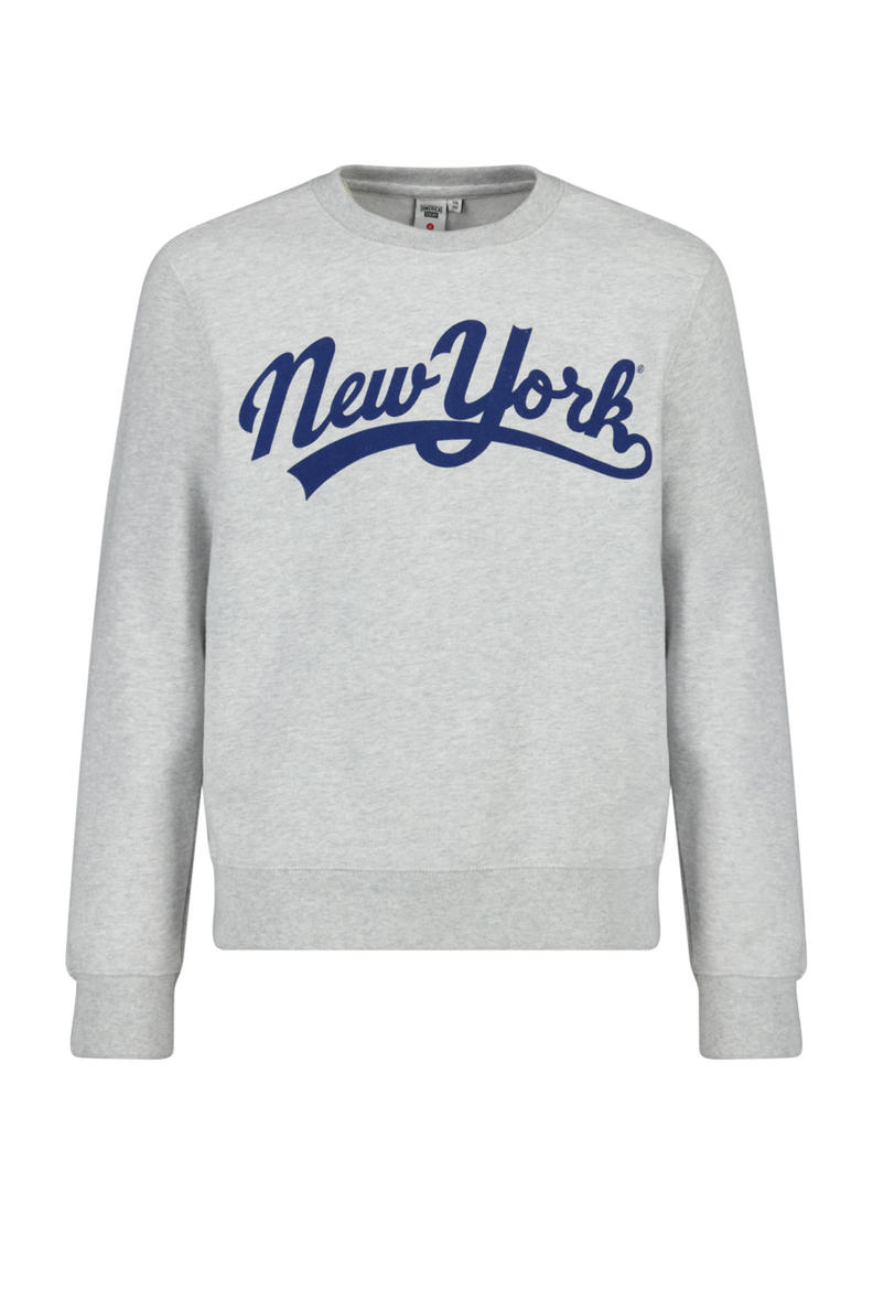 America Today sweater Seth crew Jr met printopdruk grijs melange/blauw ...