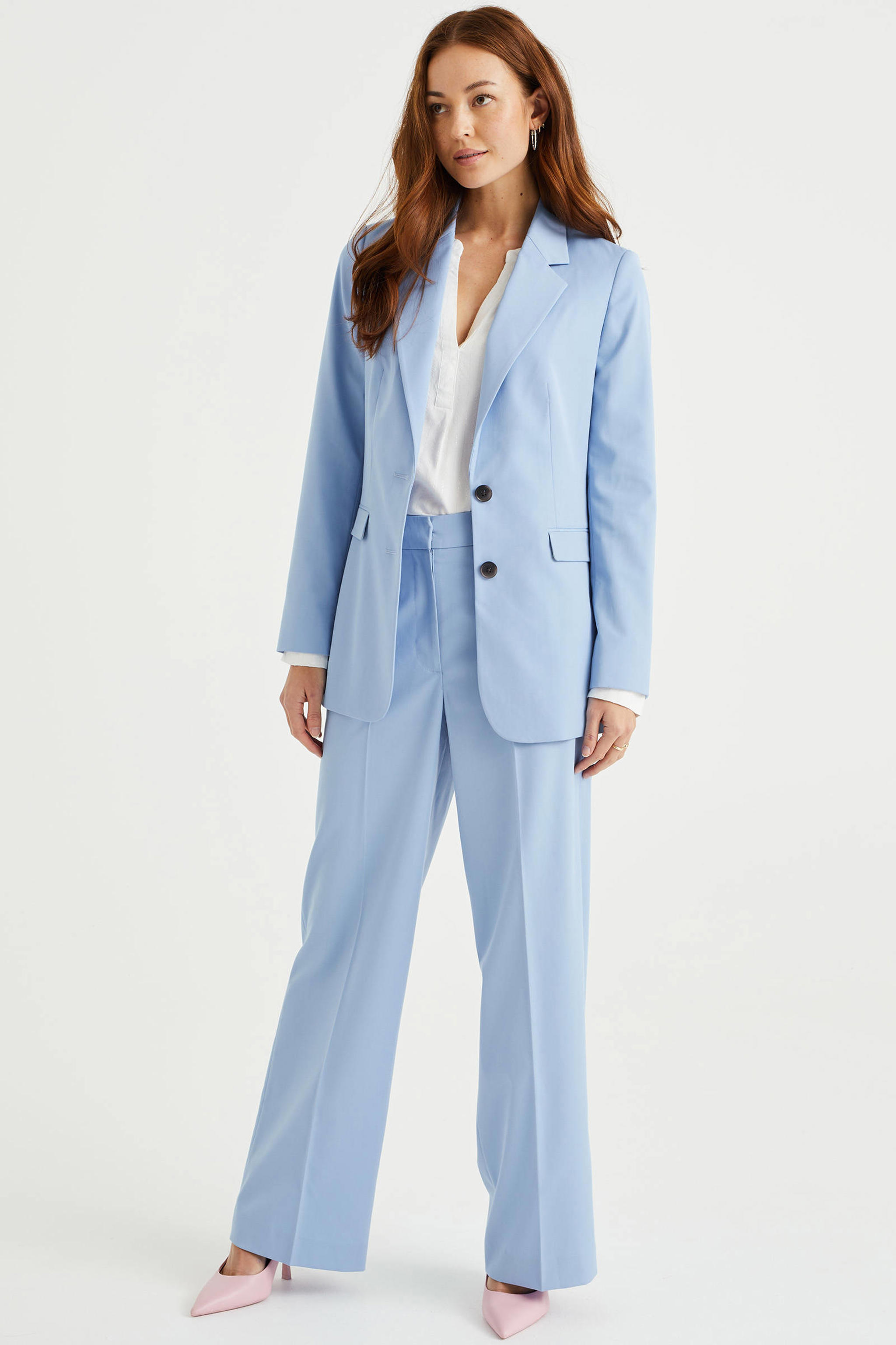 WE Fashion straight fit pantalon lichtblauw | wehkamp