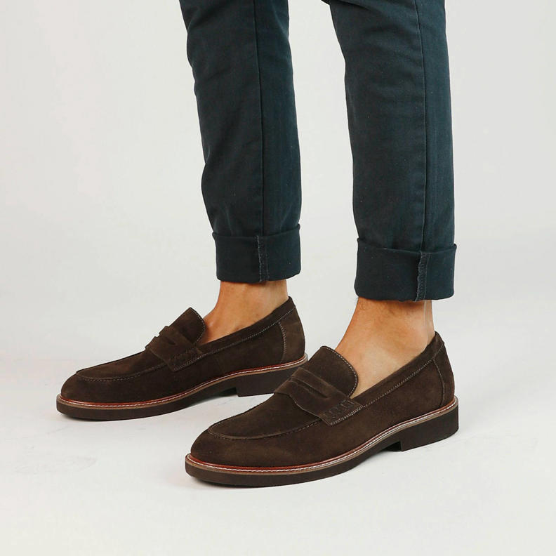 Manfield suède loafers donkerbruin | wehkamp