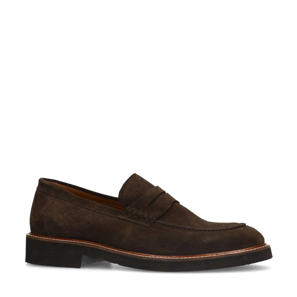 Manfield suède loafers donkerbruin | wehkamp