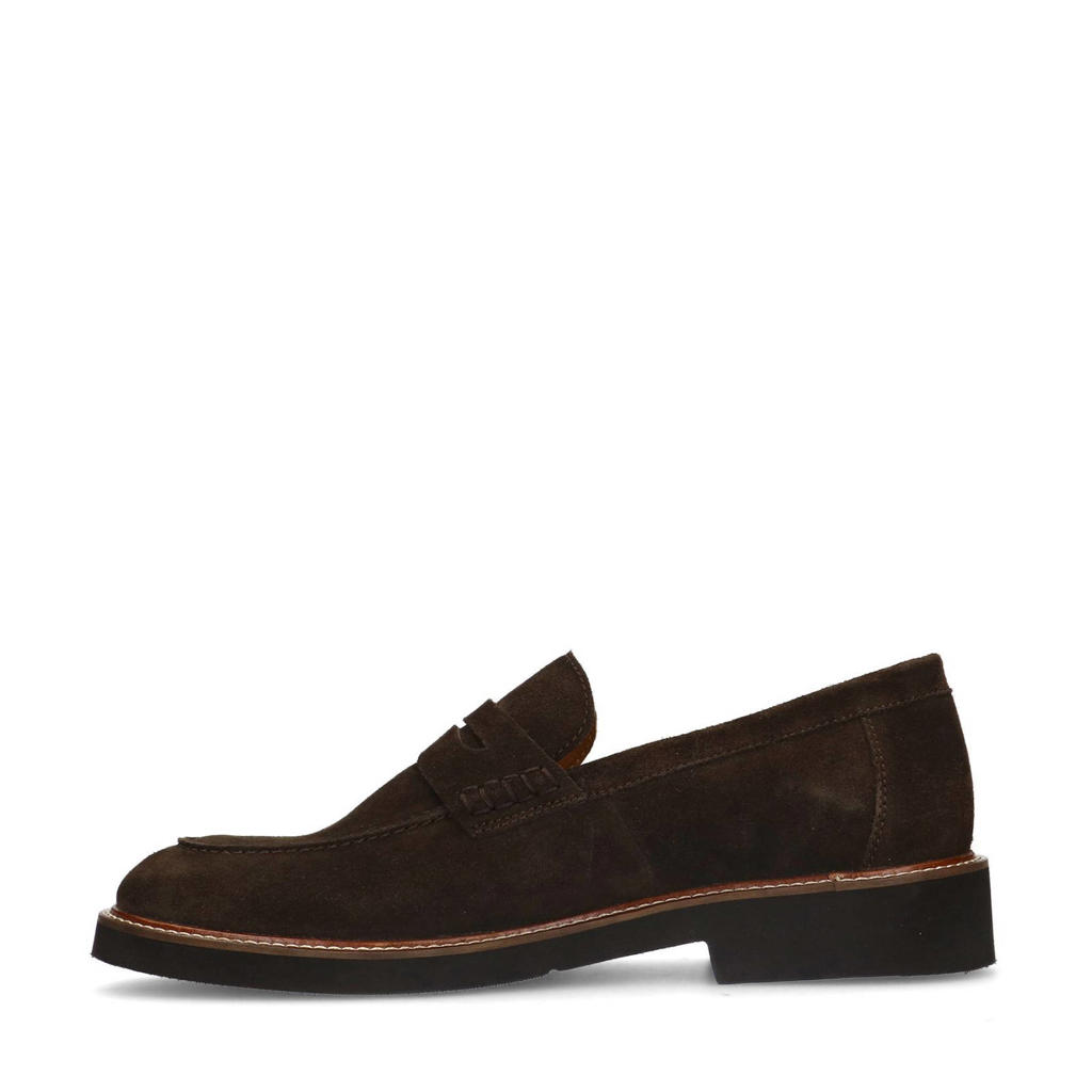 Manfield suède loafers donkerbruin | wehkamp