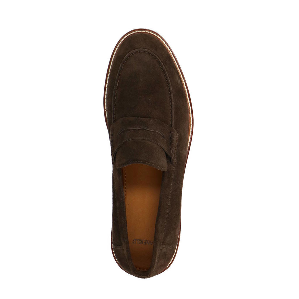 Manfield suède loafers donkerbruin | wehkamp