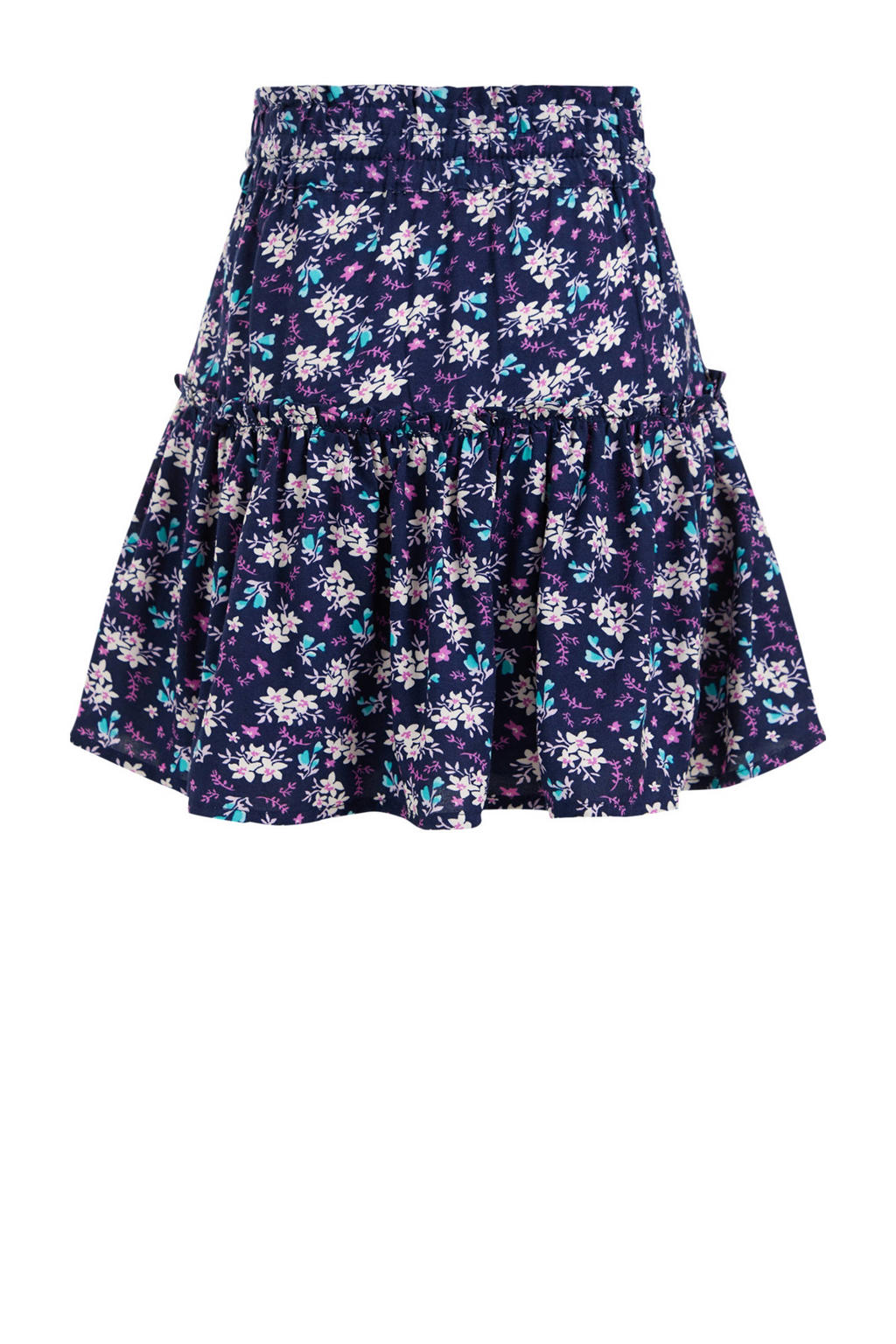 WE Fashion rok met all over print donkerblauw/paars | wehkamp