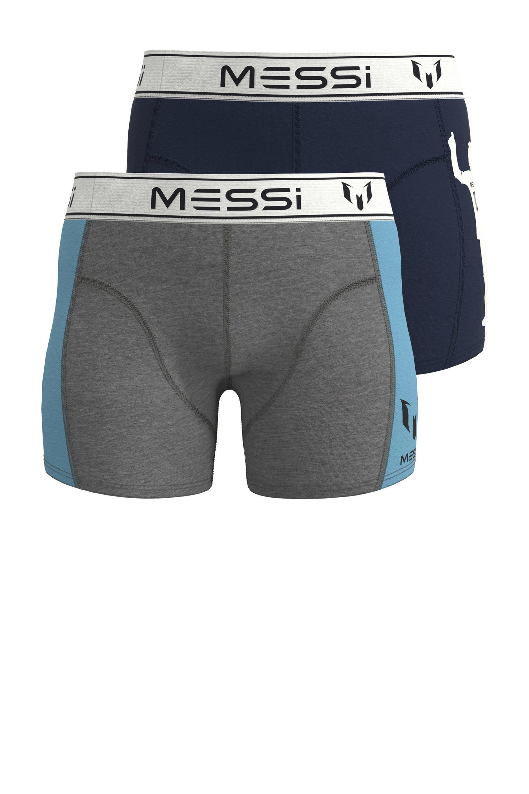 Vingino x Messi boxershort - set van 2 donkerblauw/grijs | wehkamp