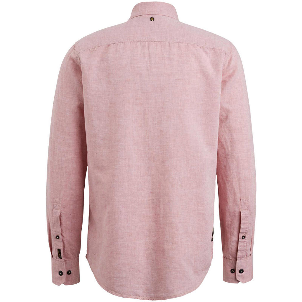PME Legend regular fit overhemd met linnen roze | wehkamp