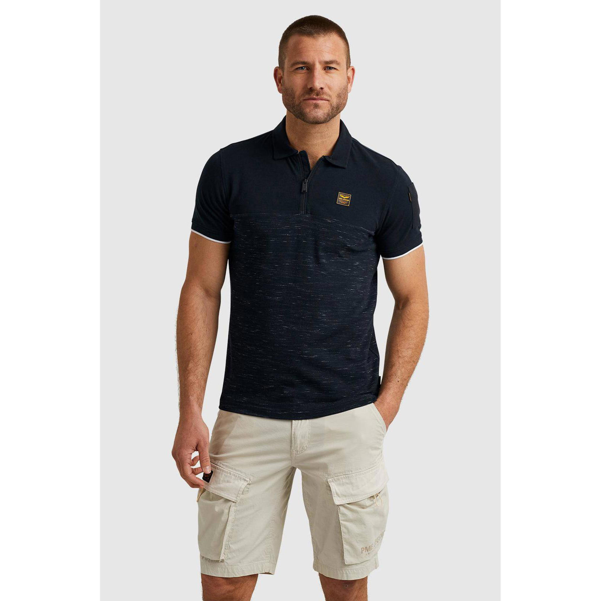 PME Legend regular fit polo met logo donkerblauw | wehkamp