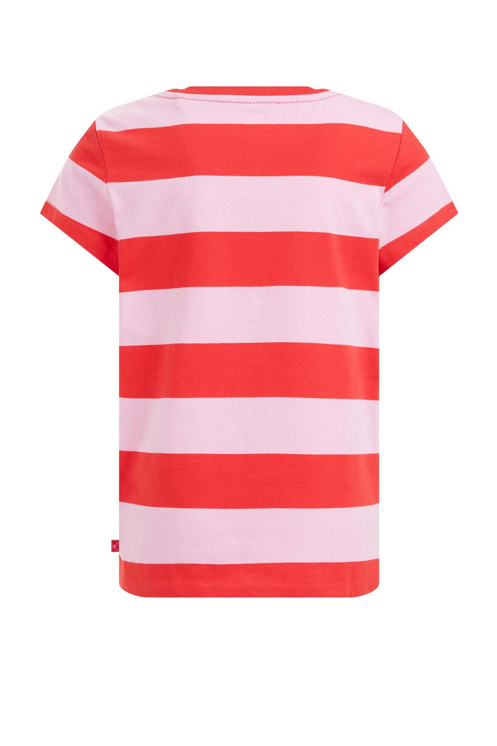 WE Fashion gestreept T-shirt roze/rood | wehkamp