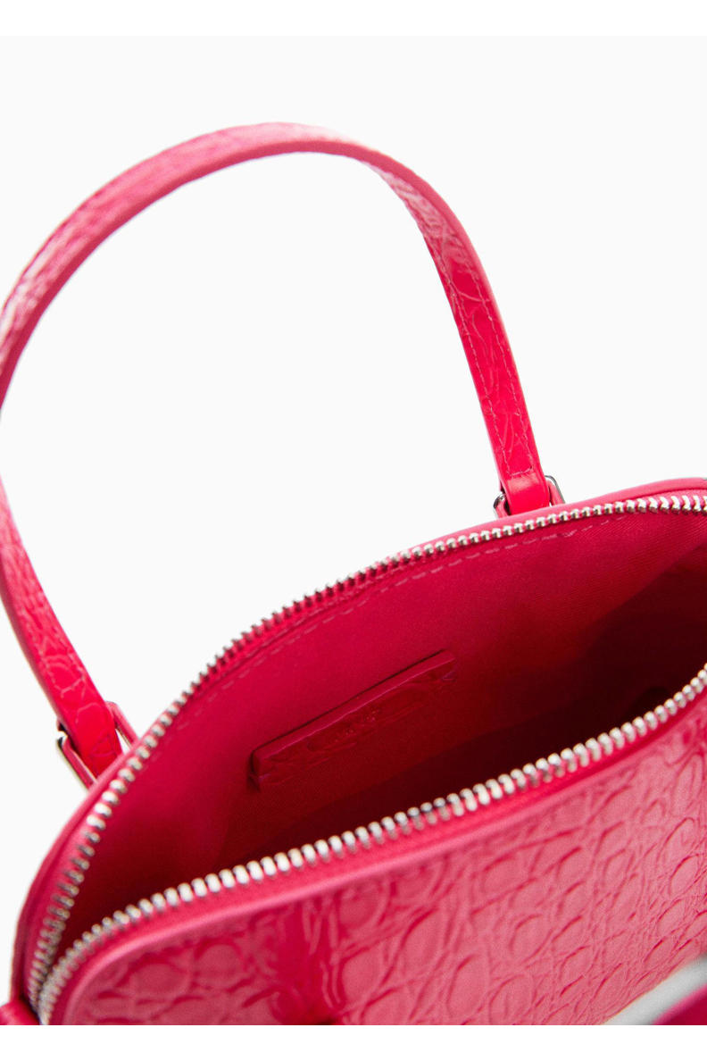 Mango handtas met crocoprint fuchsia | wehkamp