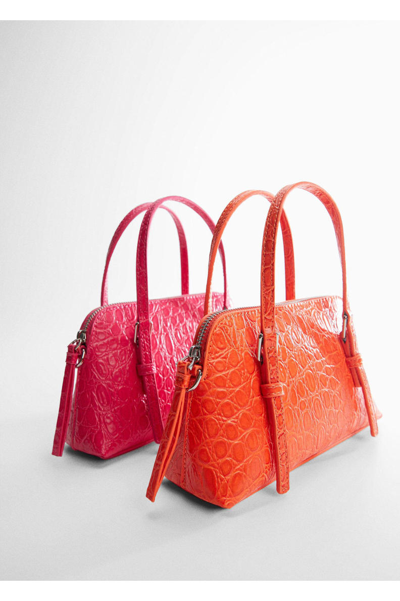 Mango handtas met crocoprint fuchsia | wehkamp