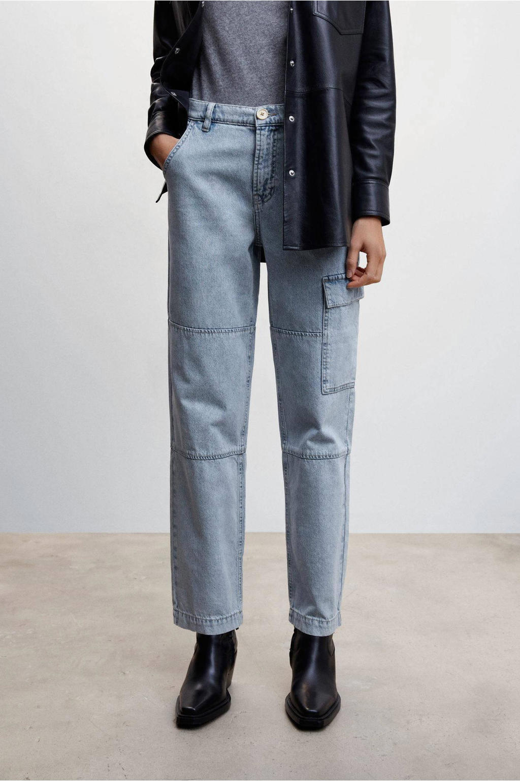 Mango straight fit cargo jeans light blue denim | wehkamp
