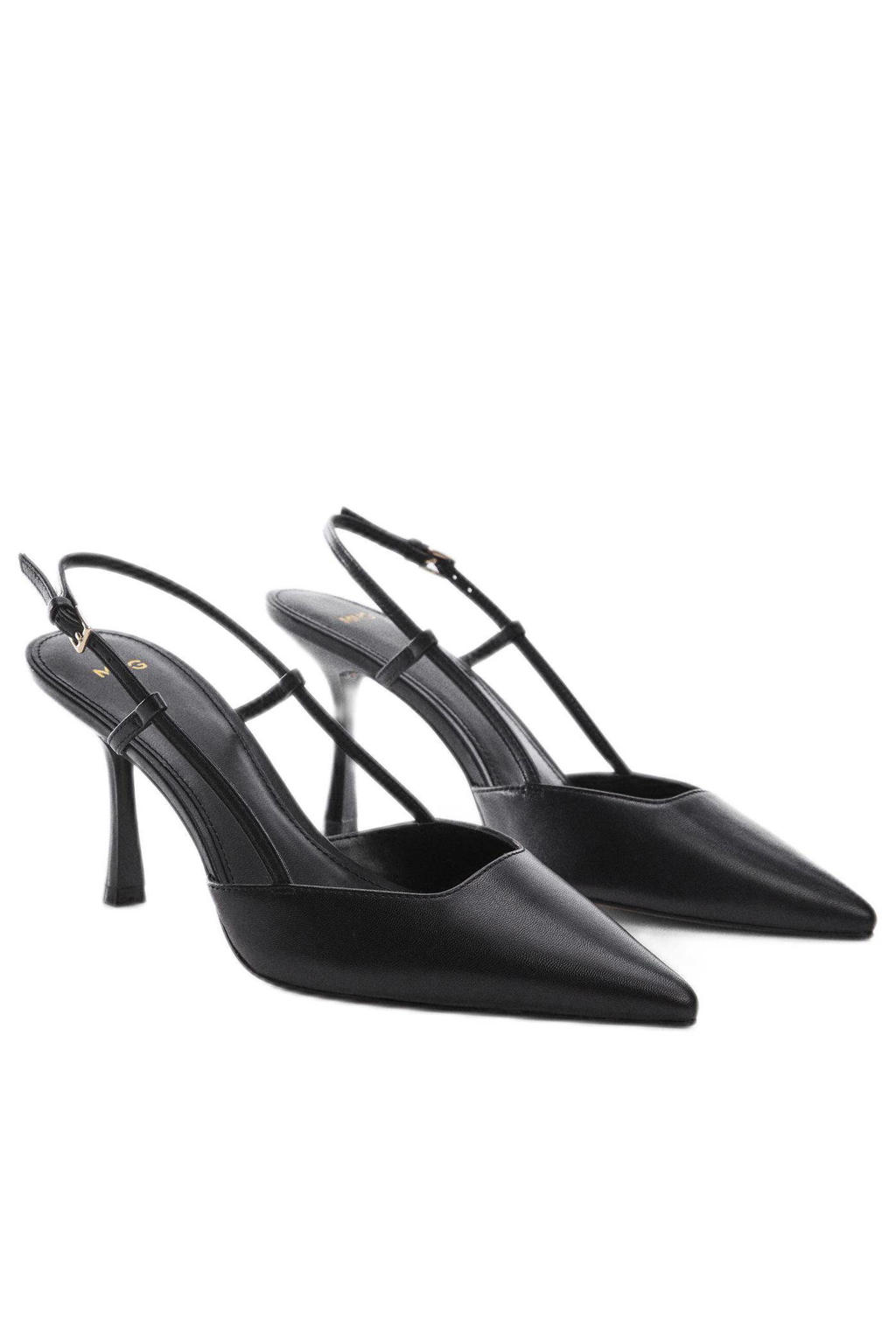Mango leren slingback pump zwart | wehkamp