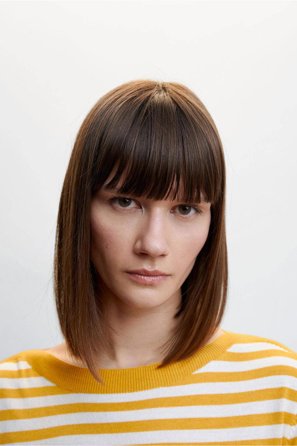 Mango gestreepte fijngebreide trui geel/wit | wehkamp