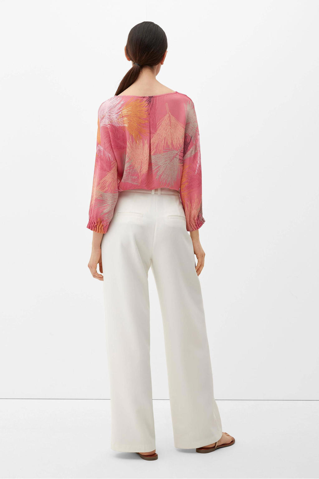 s.Oliver BLACK LABEL geweven blousetop met all over print en plooien ...