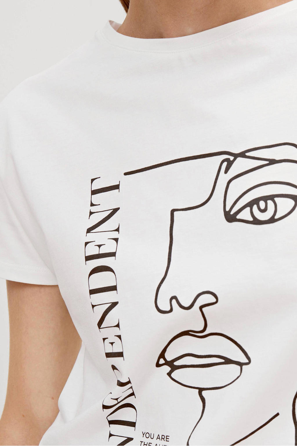 comma T-shirt met printopdruk wit | wehkamp