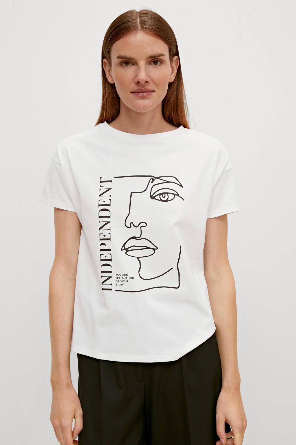 comma T-shirt met printopdruk wit | wehkamp
