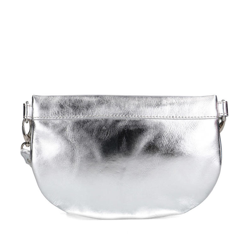 Sacha metallic leren crossbody tas zilverkleurig | wehkamp