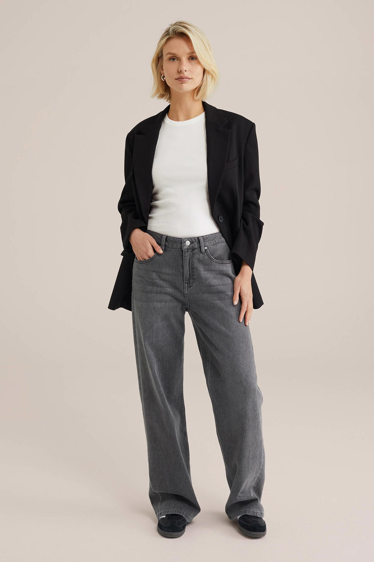 WE Fashion ribgebreide haltertop wit | wehkamp