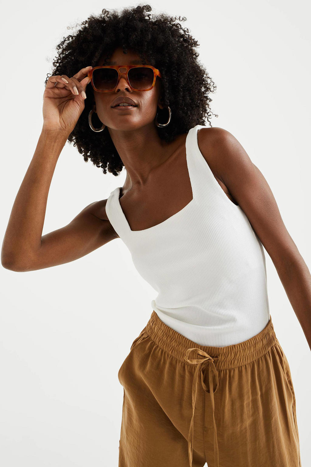 WE Fashion ribgebreide top wit | wehkamp