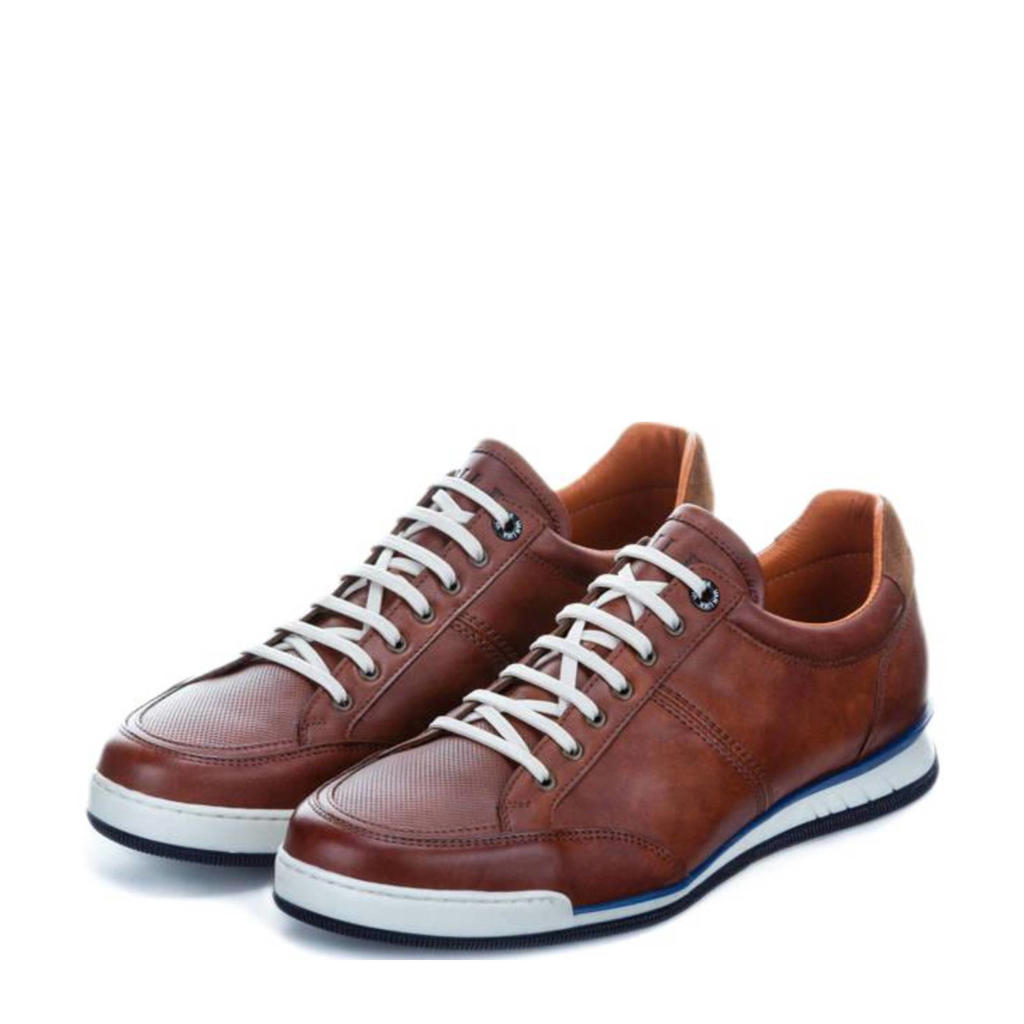 Van Lier Magnus leren sneakers cognac | wehkamp