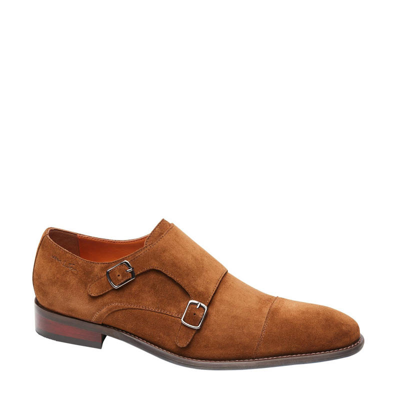 Van Lier suède gespschoenen cognac | wehkamp