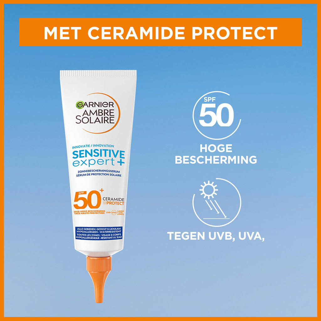 Garnier Ambre Solaire Sensitive Expert zonbeschermingsserum zonnebrand SPF 50+ - 125 ml | wehkamp