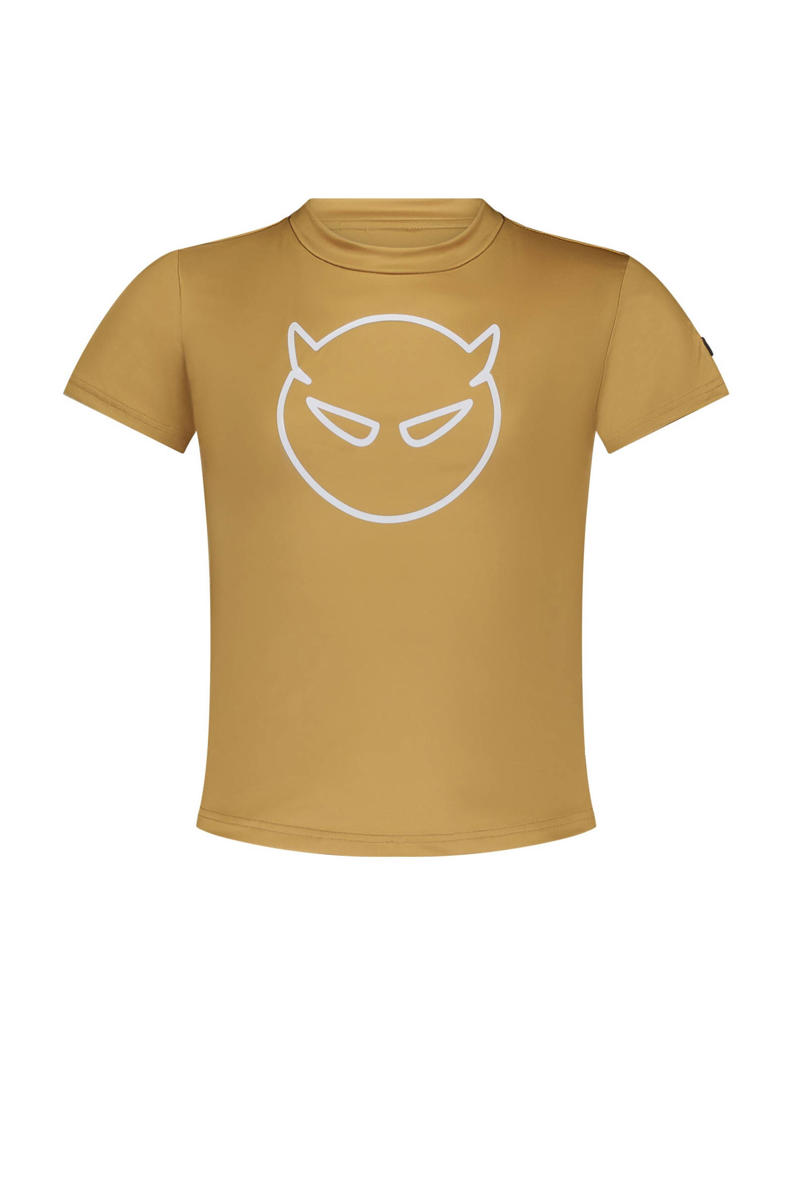 SuperRebel T-shirt Sunny van gerecycled polyester goud | wehkamp